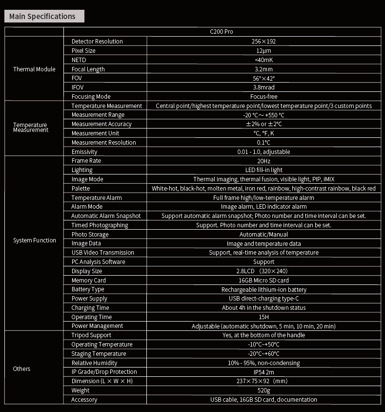 Infiray C200PRO Handheld Thermal Imager | Nax Instruments